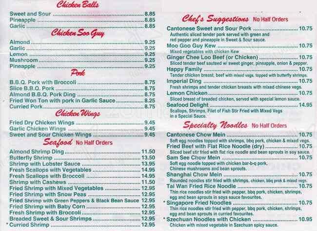 Menu at Country Place Chinese Restaurant, Ottawa