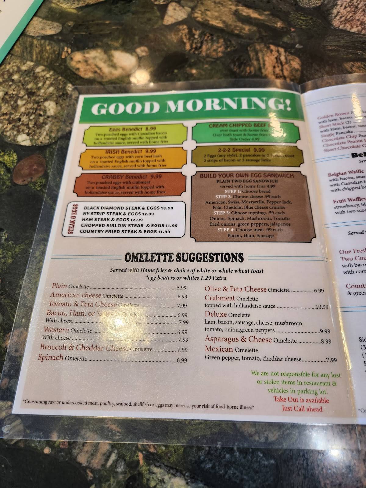 Menu at Deluxe Diner restaurant, Shillington
