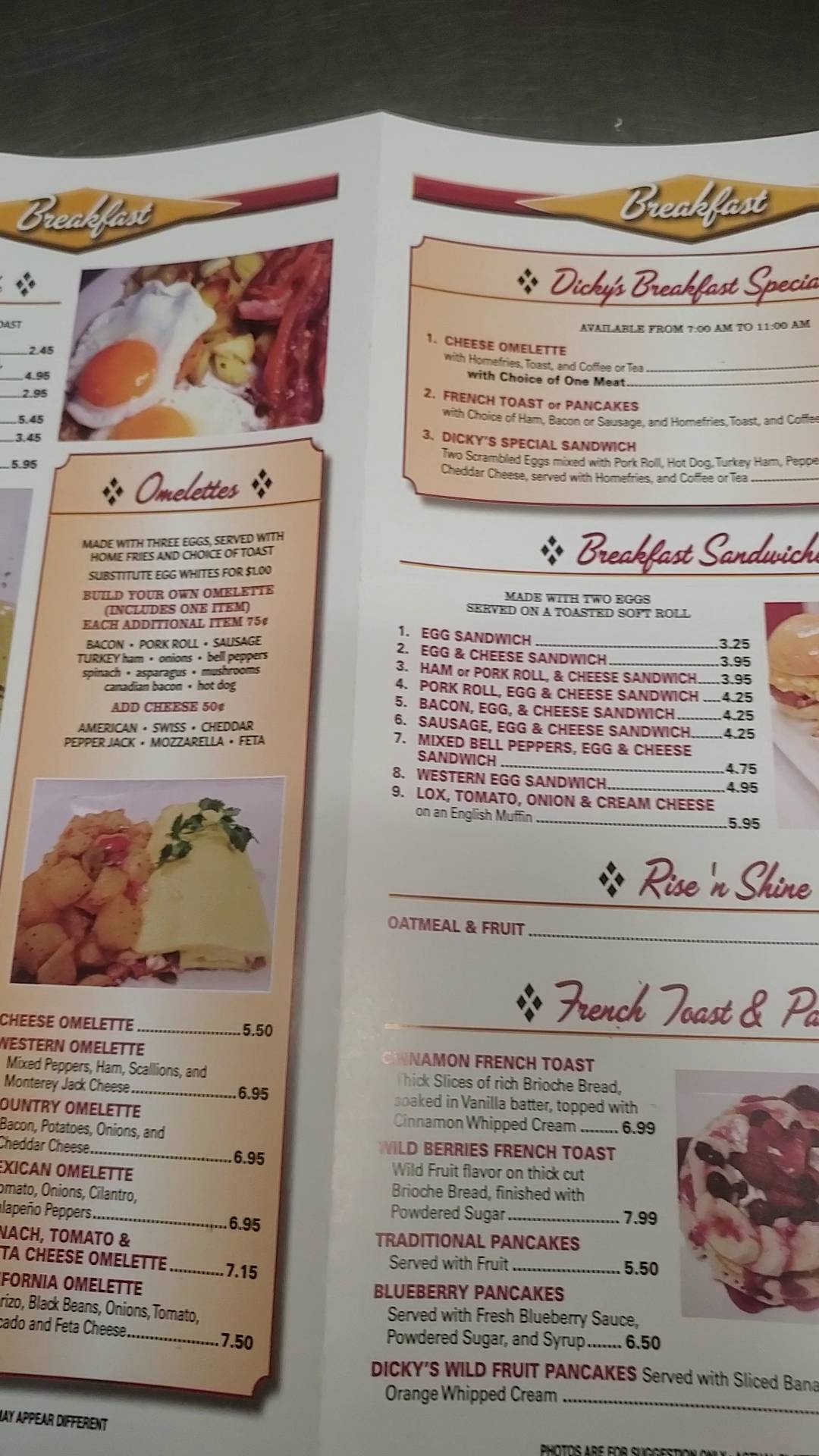 Menu at Dicky's Dogs restaurant, Toms River