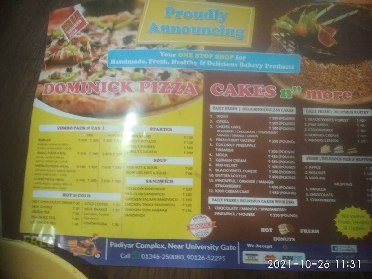 Menu at Dominick Pizza, Srinagar