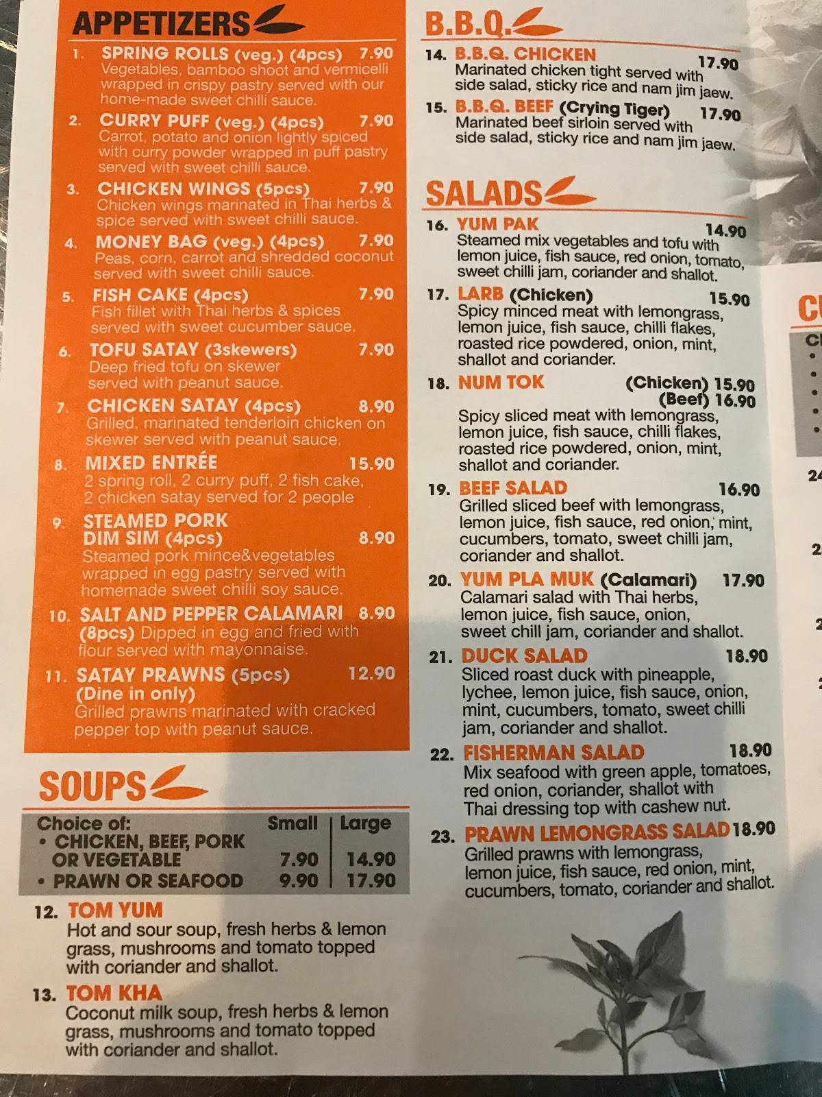Menu at EATHAI @Murwillumbah restaurant, Murwillumbah