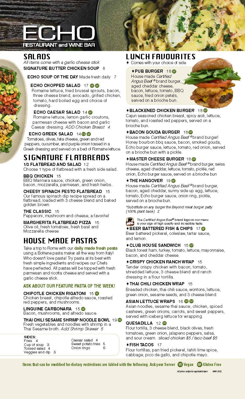 Menu at Echo Restaurant & Wine Bar, Brandon