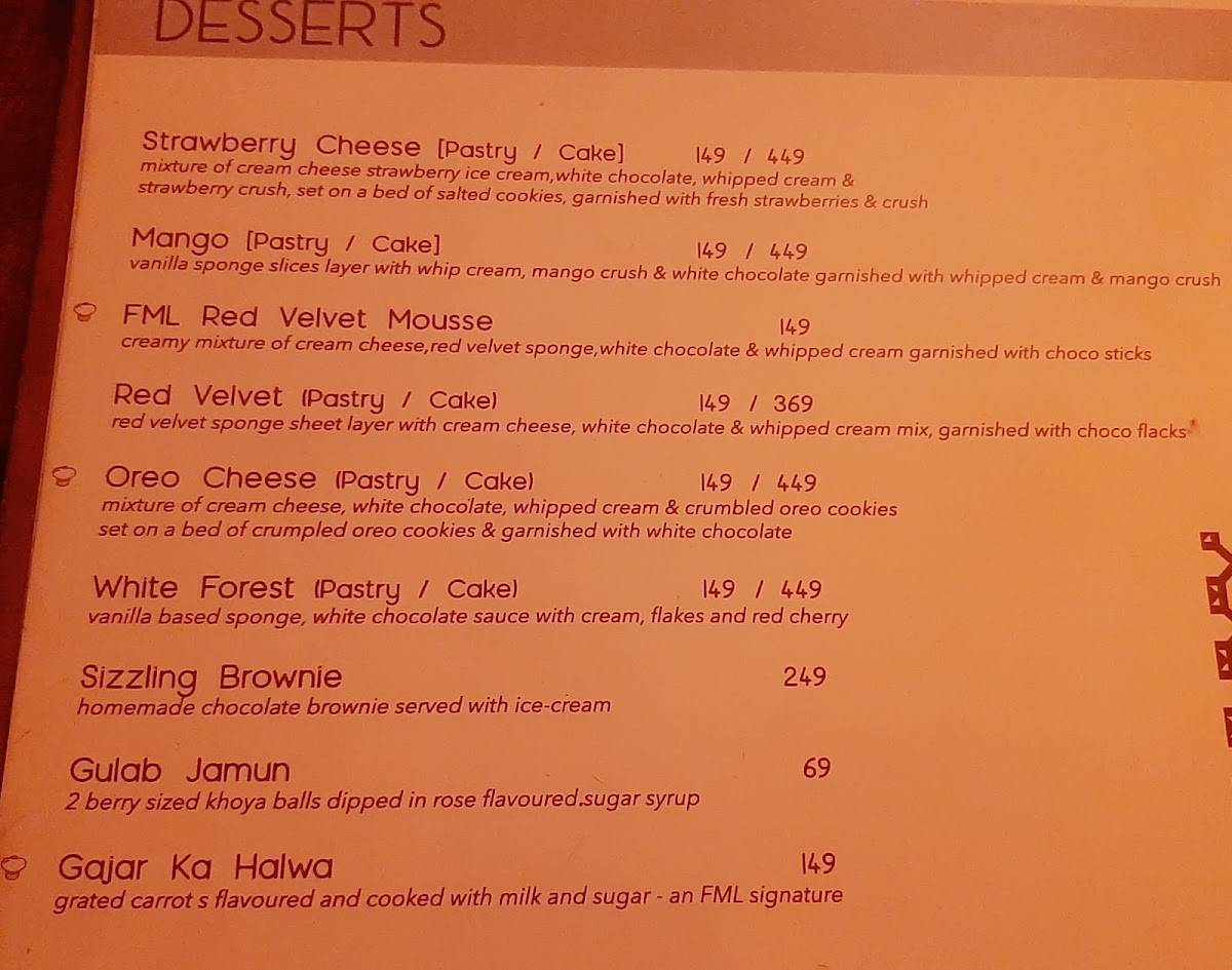 Menu at FML- Food Music Love (Kalyani Nagar), Pune, Rooftop