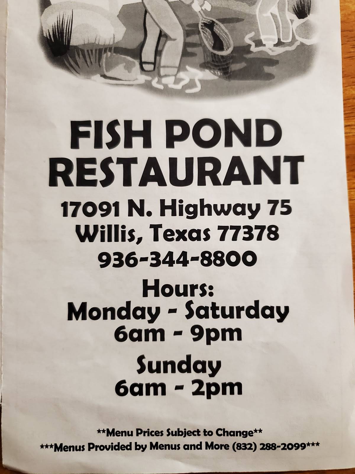 Menu at Fish Pond Cafe, Conroe