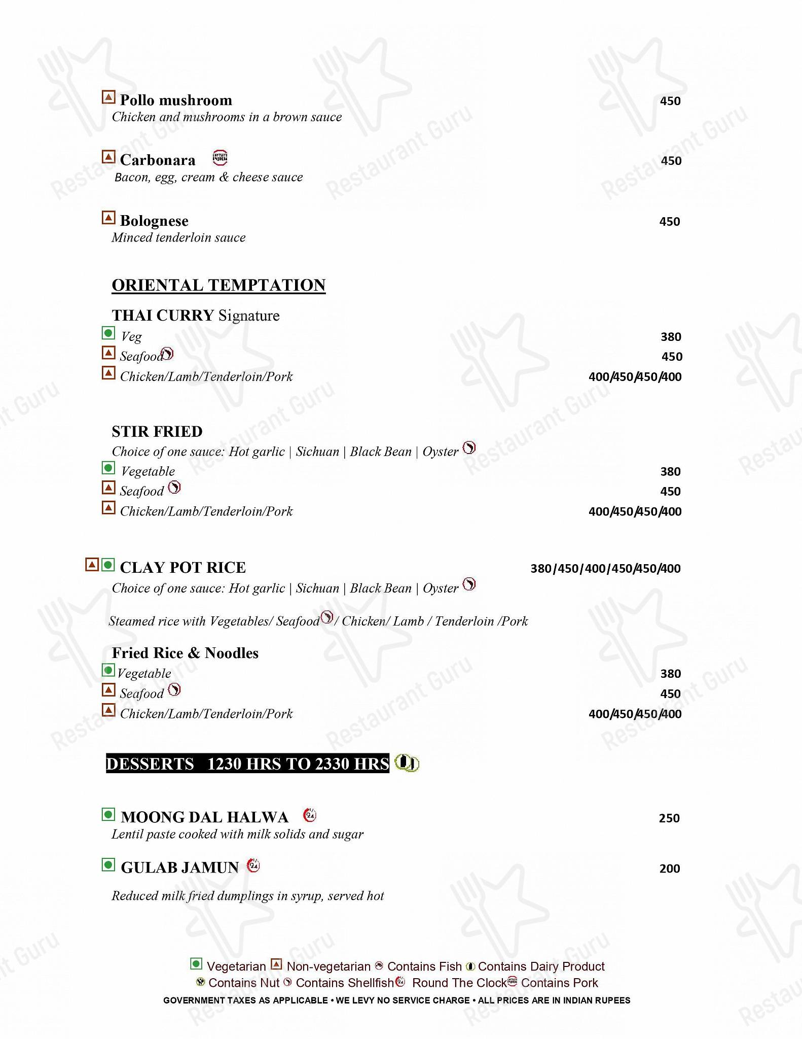 Menu at Orchid Restaurant, Panaji