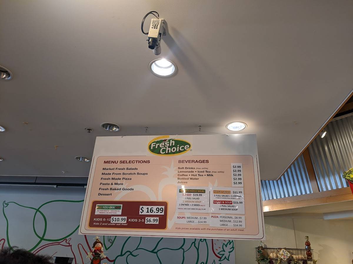 Menu at Fresh Choice restaurant, Gilroy