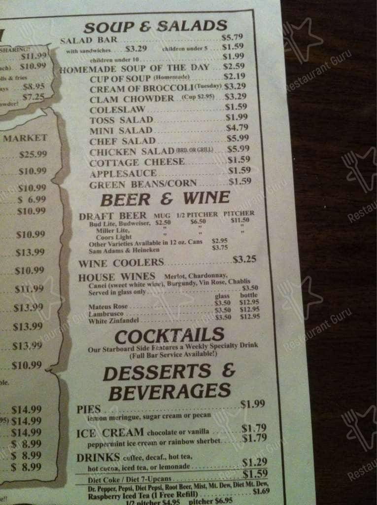 Menu at The Galley restaurant, Decatur