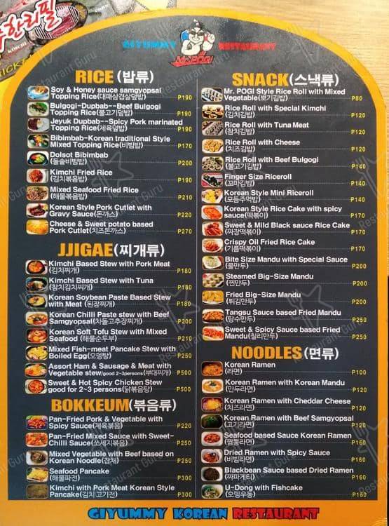 Menu at Giyummy Restaurant Mr. Pogi, Quezon City