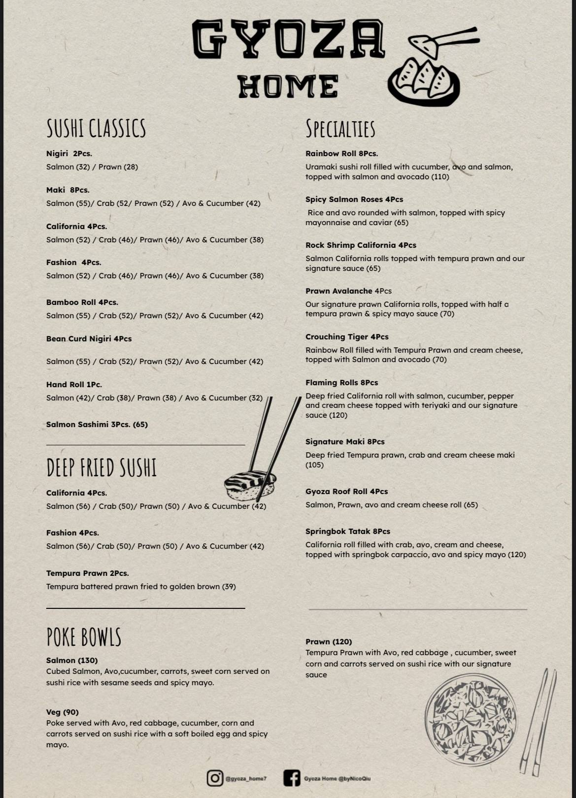 Menu at Gyoza Home restaurant, East London