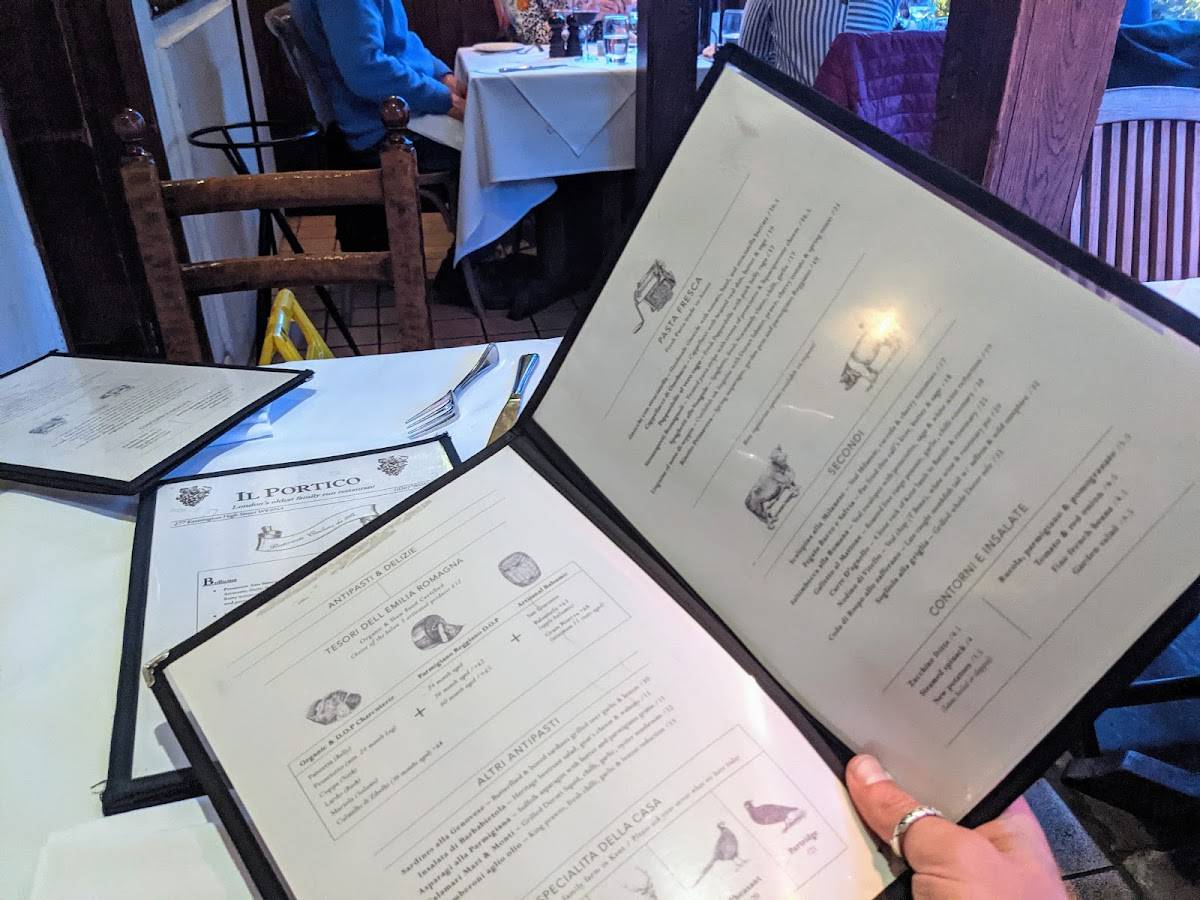 Menu at Il Portico restaurant, London