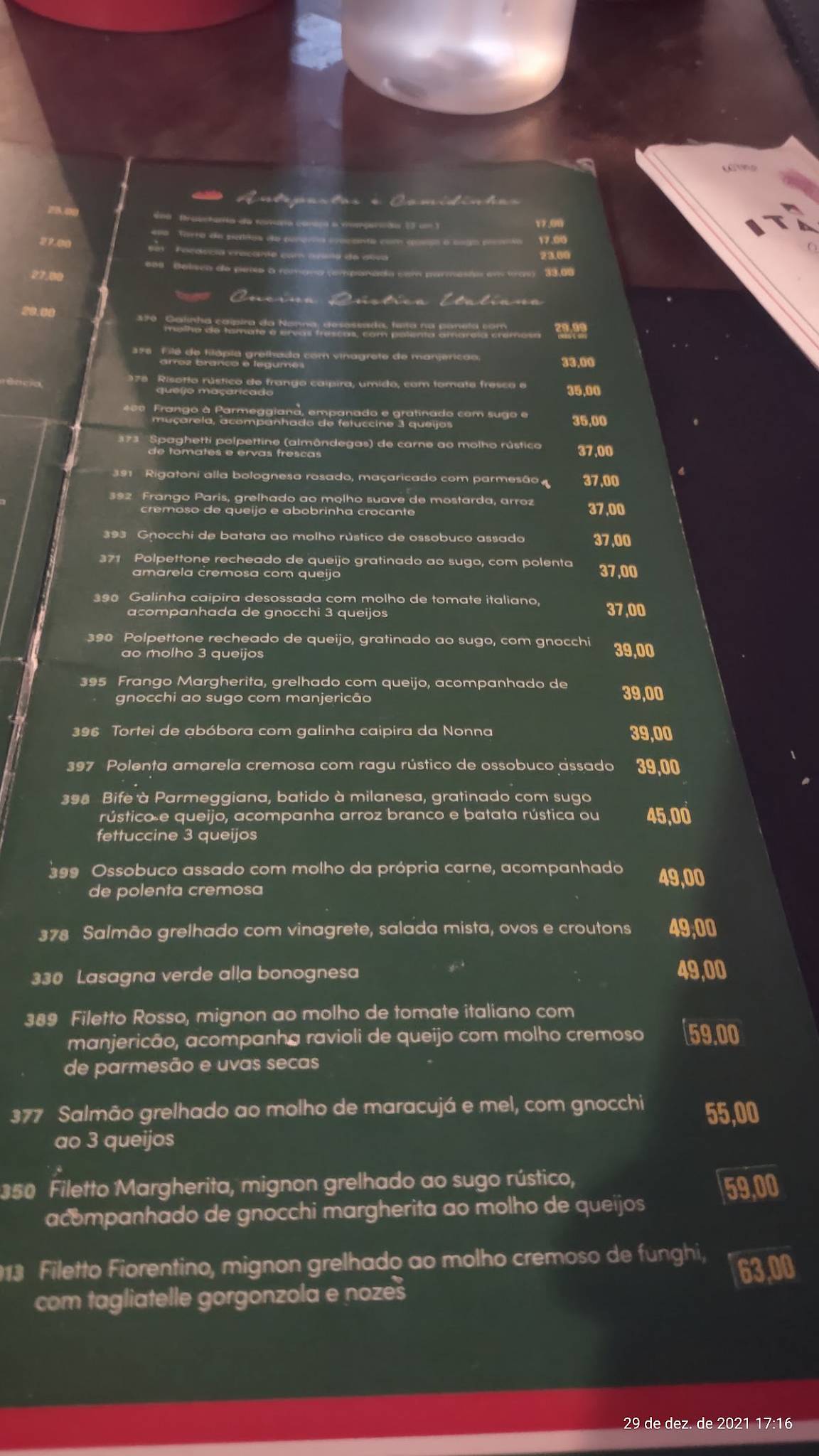 Menu em Italy Caffé Juvevê restaurante, Curitiba, R. Rocha Pombo