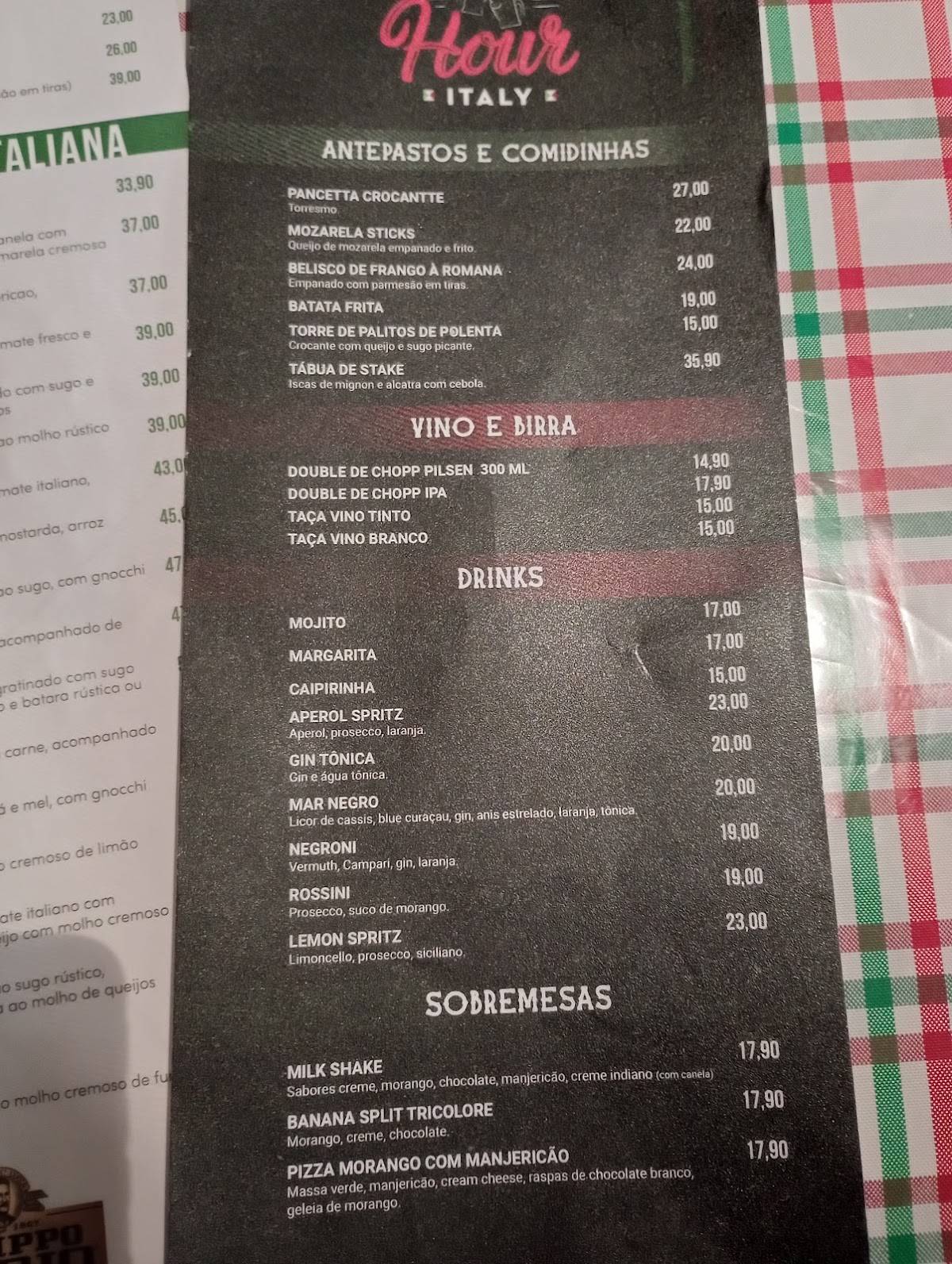 Menu em Italy Caffé Juvevê restaurante, Curitiba, R. Rocha Pombo