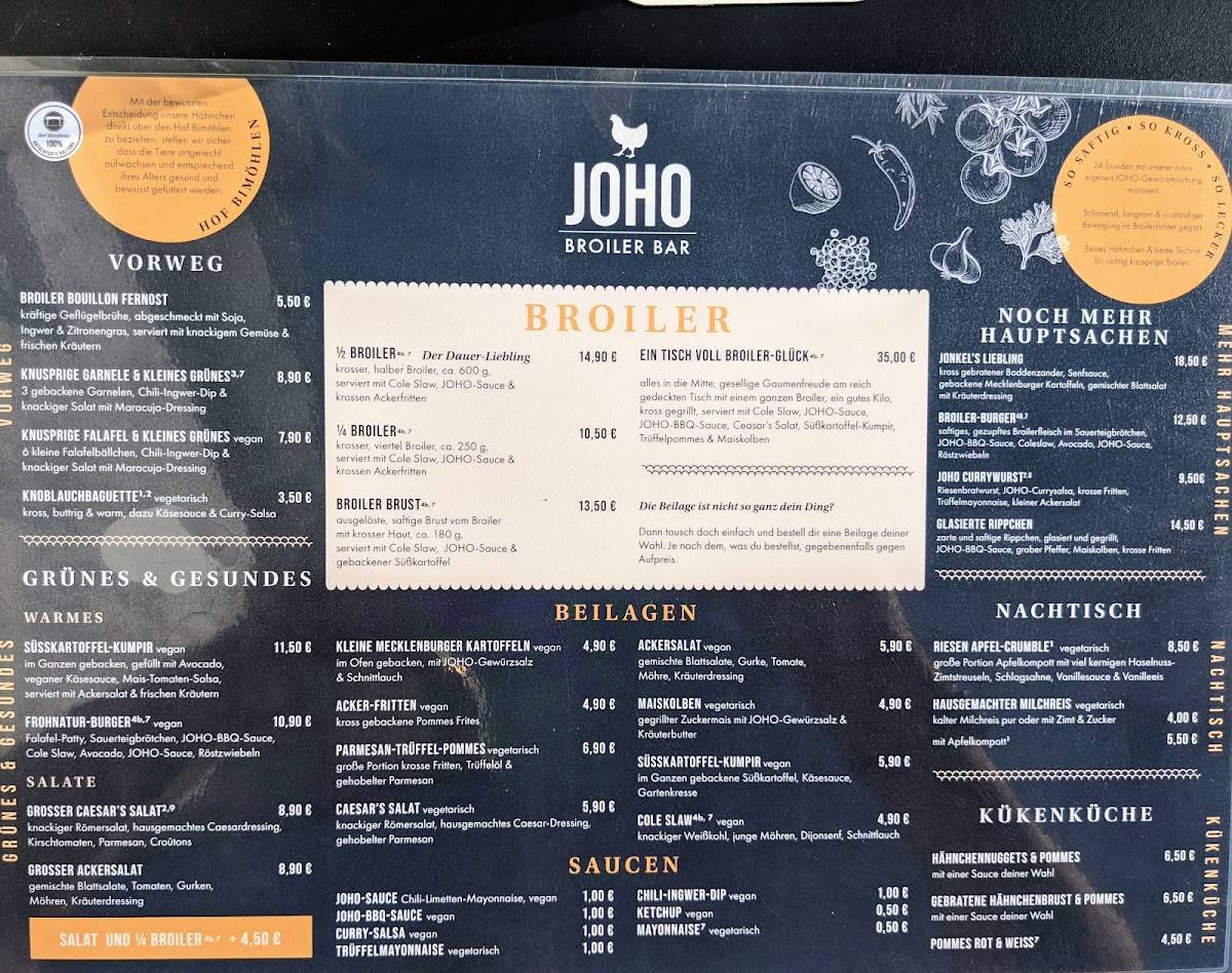 Speisekarte von Joho Broiler Bar, Zingst