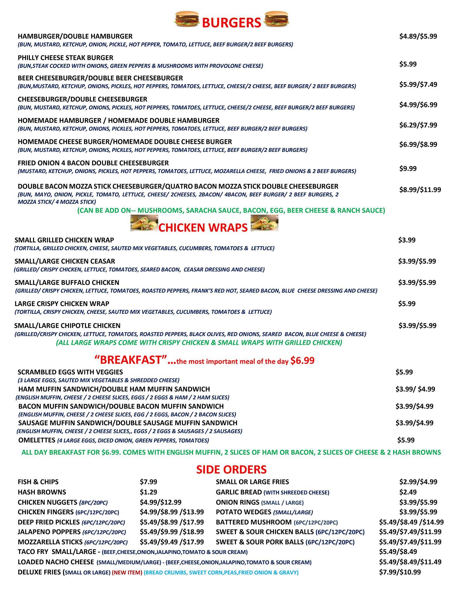 Menu at KAM RESTAURANT, Hamilton