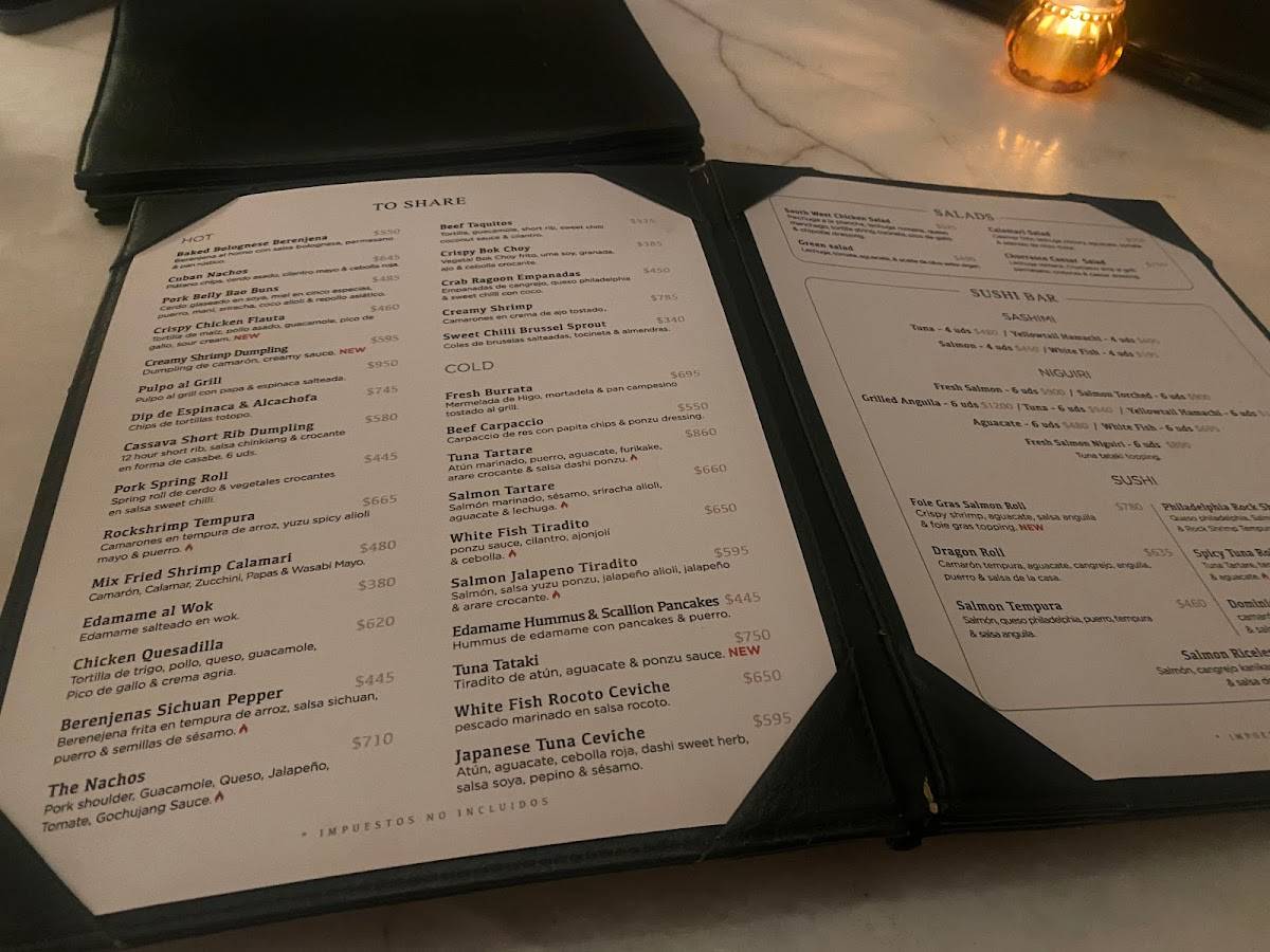 Carta del restaurante LILA - Modern Cuisine, Santo Domingo, C. P.º del ...