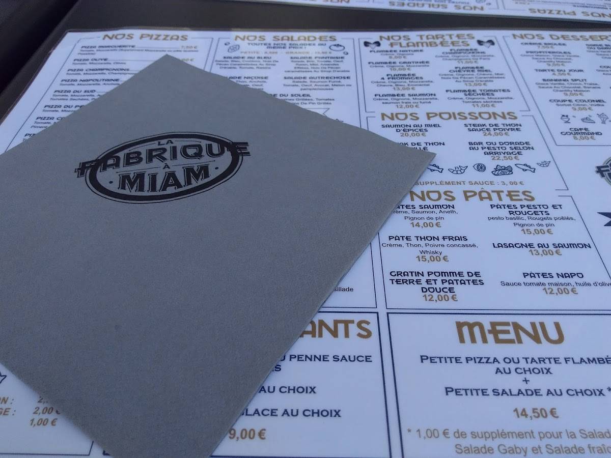 Menu au La Fabrique à Miam restaurant, Strasbourg