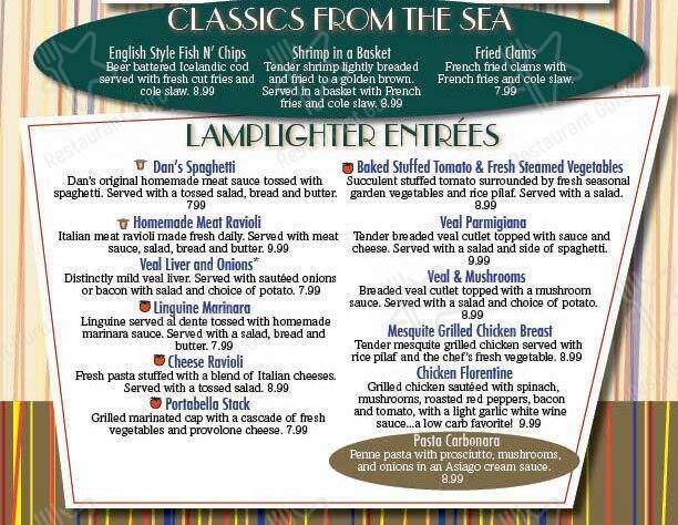 Menu at The Lamplighter Restaurant, Delmont, William Penn Hwy