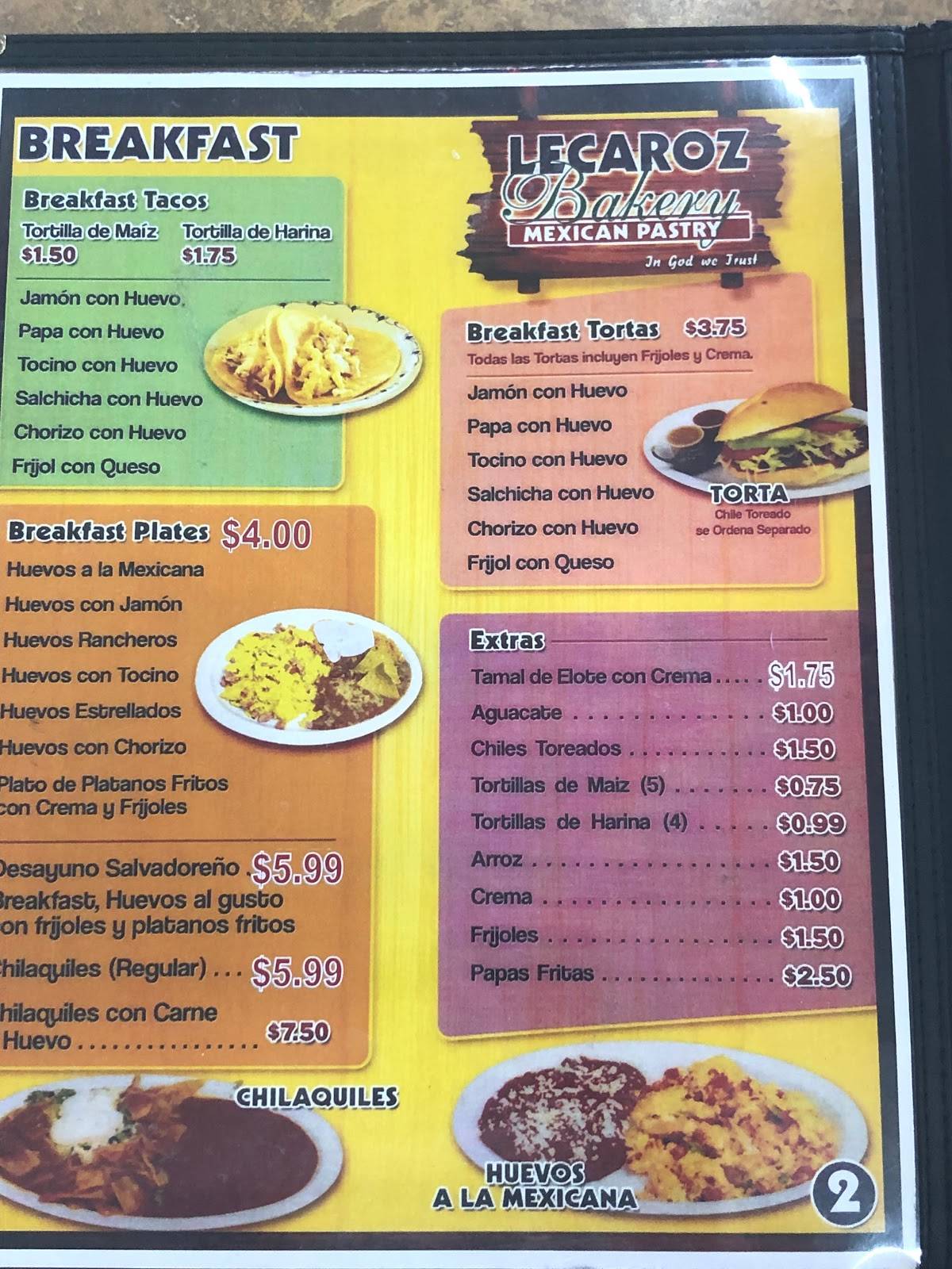 Menu at Lecaroz Bakery, Houston, Bellaire Blvd Ste 120