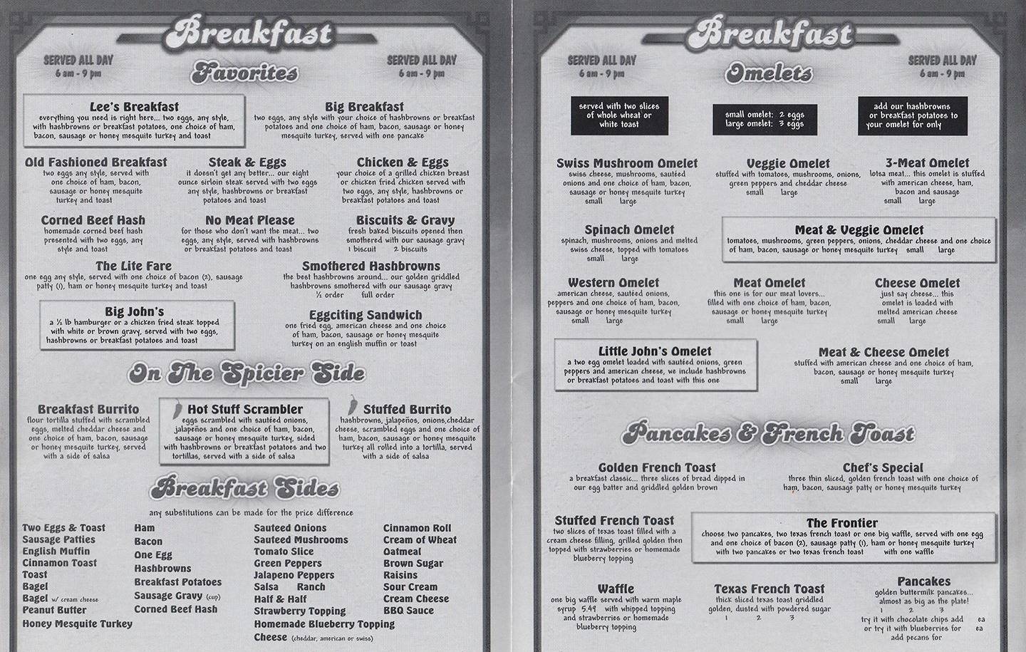 Menu at Lee's Family Restaurant, Grand Island
