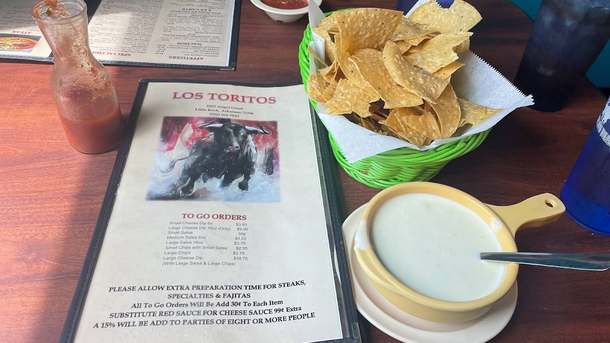 Menu at Los Toritos Mexican Restaurant, Little Rock