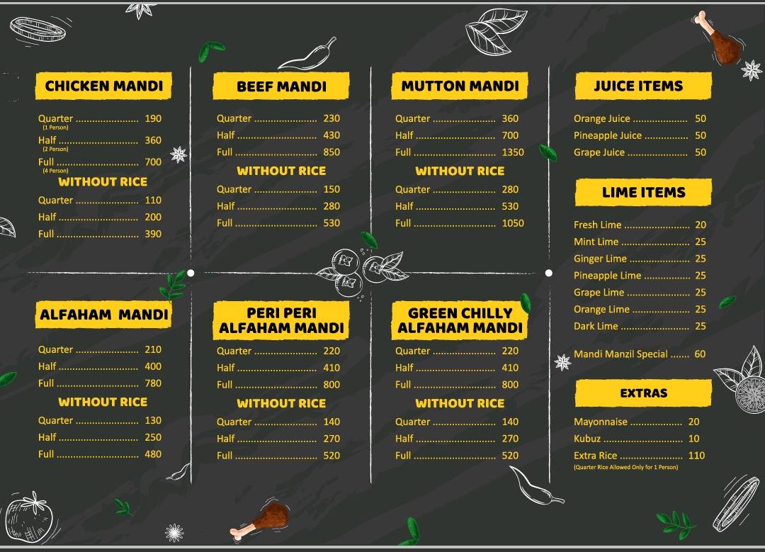 Menu at MANDI MANZIL, Thiruvananthapuram