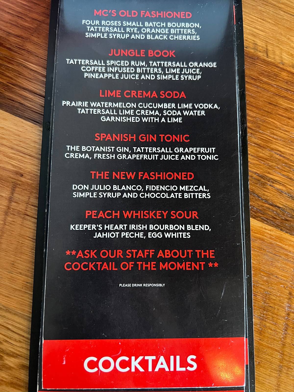 Menu at MC's Taphouse Lino Lakes restaurant, Lino Lakes