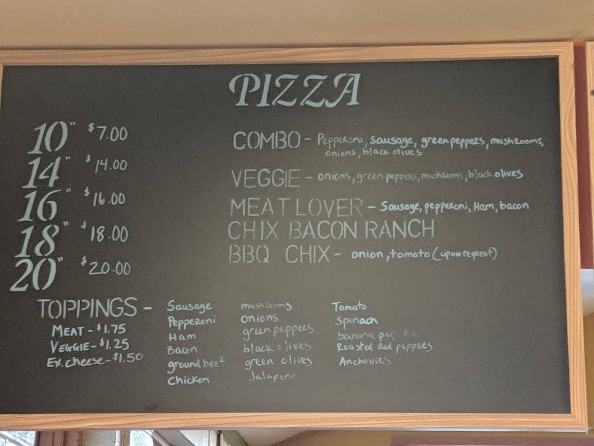 Menu at MJ's PIZZA restaurant, Lakeville, 909 N Michigan St
