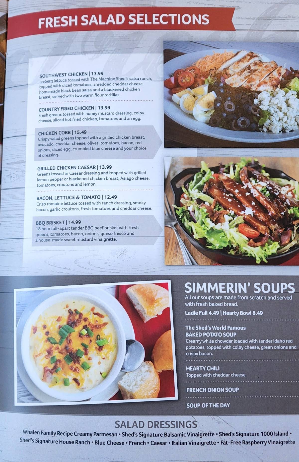 Menu at Machine Shed Restaurant Appleton, Appleton