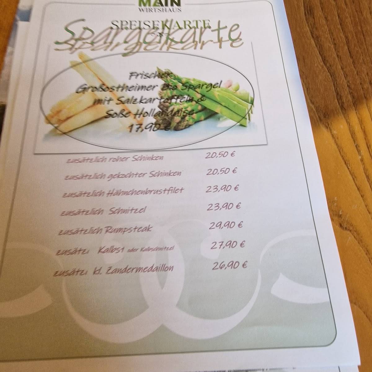 Speisekarte von Main-Wirtshaus restaurant, Mainaschaff