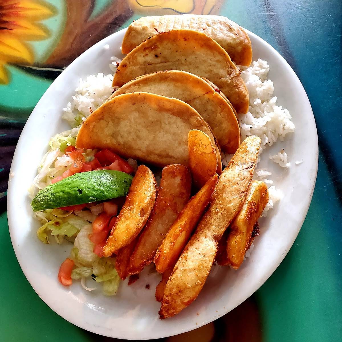 Menu at Mariscos La Playa restaurant, Santa Fe