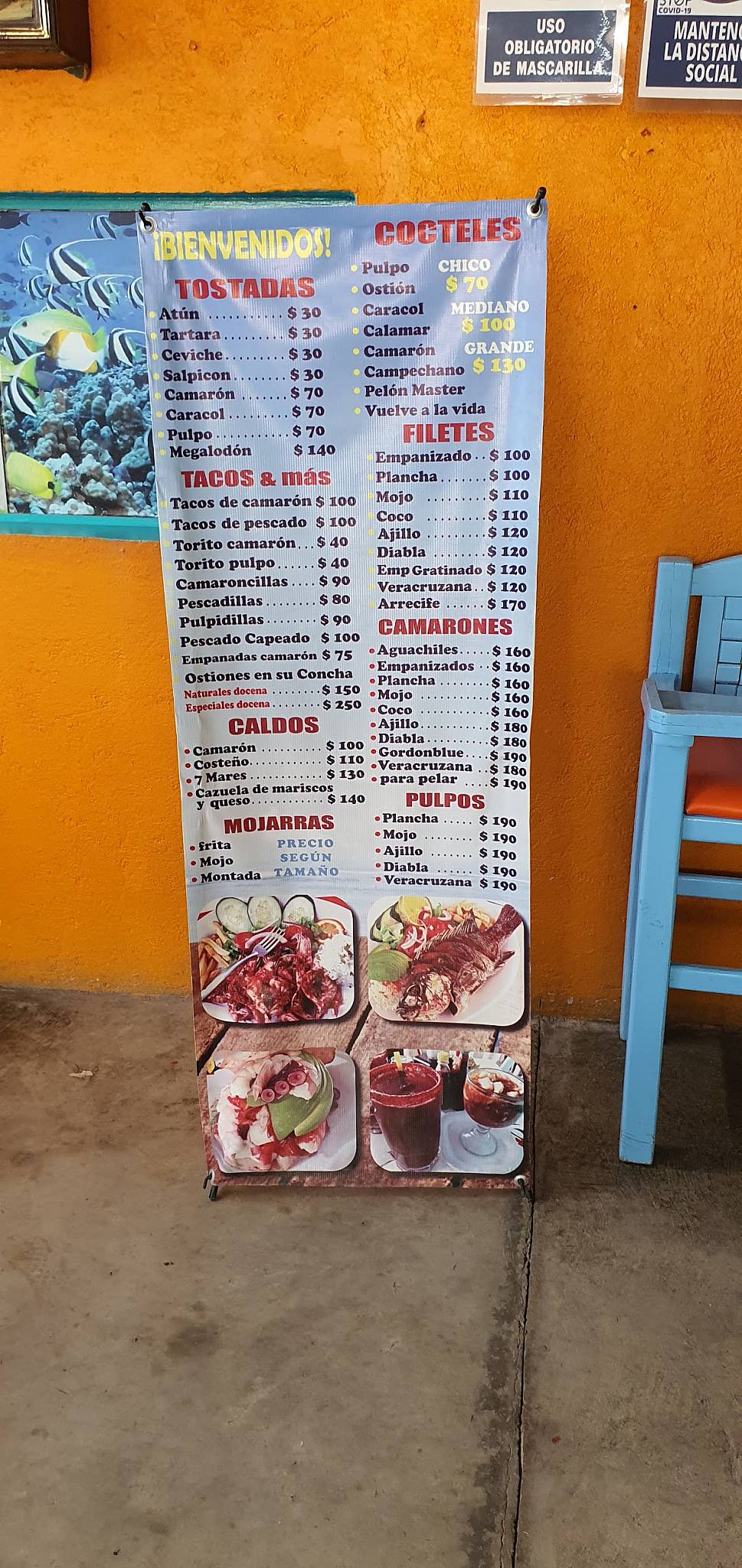 Carta del restaurante Mariscos Los Compadres, Santiago del Querétaro
