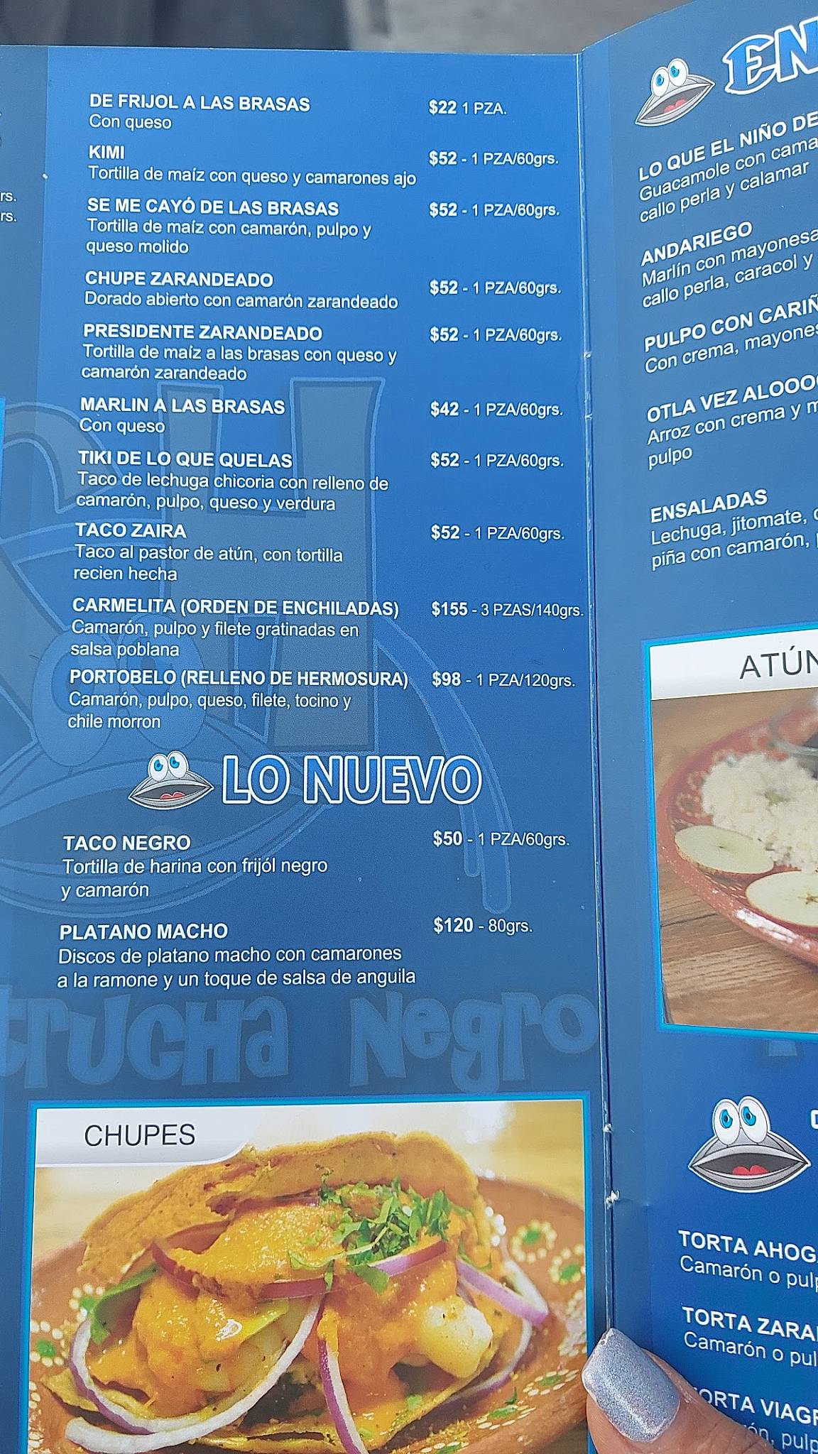 Carta del restaurante Mariscos Ponte Trucha Negro, Guadalajara, C ...