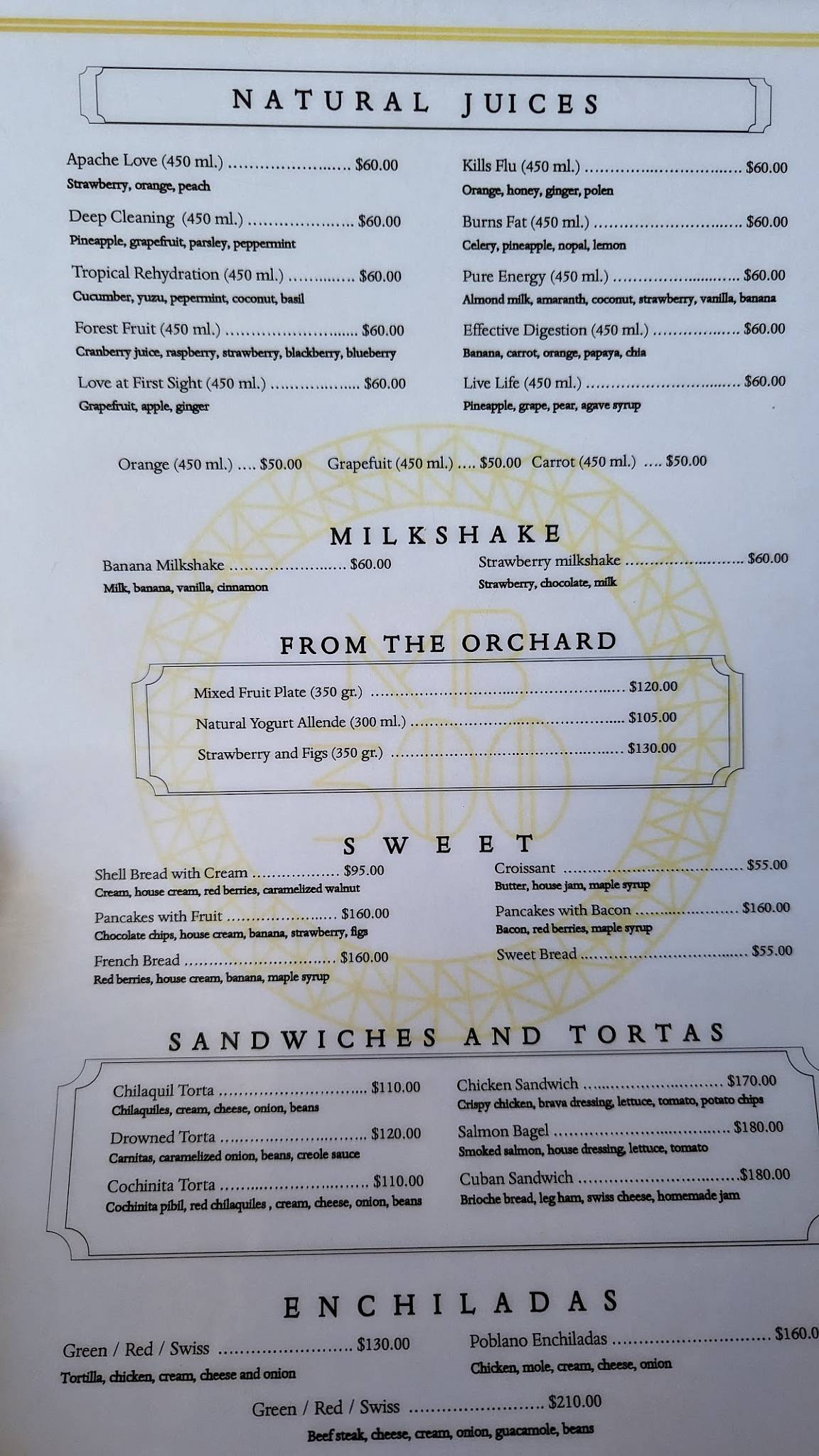 Menu at Mi Bistro 300 restaurant, San Miguel de Allende