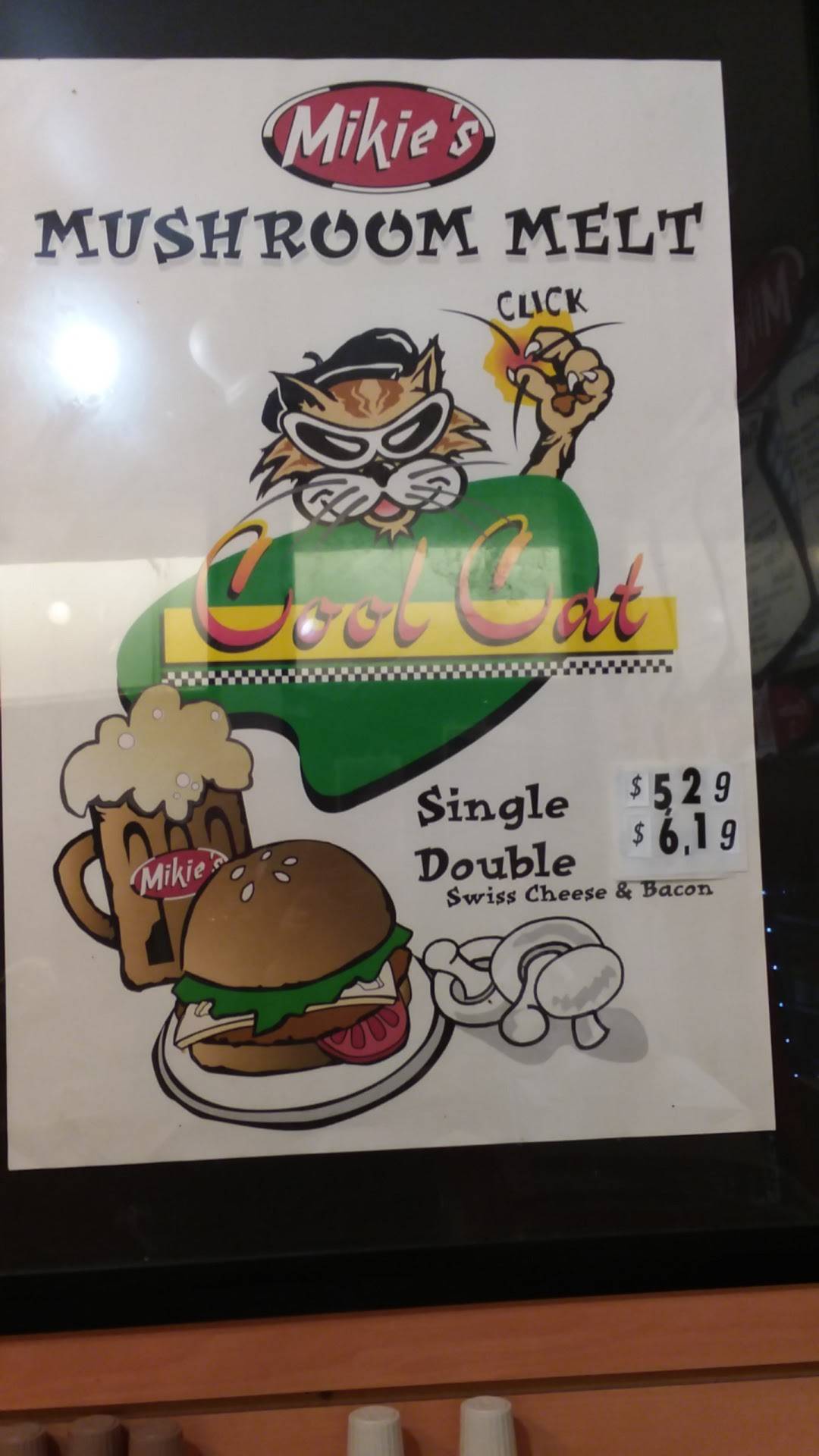 Menu at Mikie's restaurant, Everett