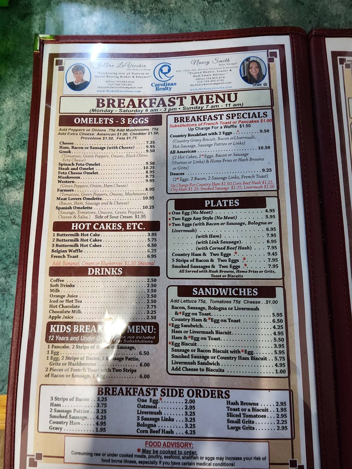 Menu at Mount Holly Grill restaurant, Mount Holly