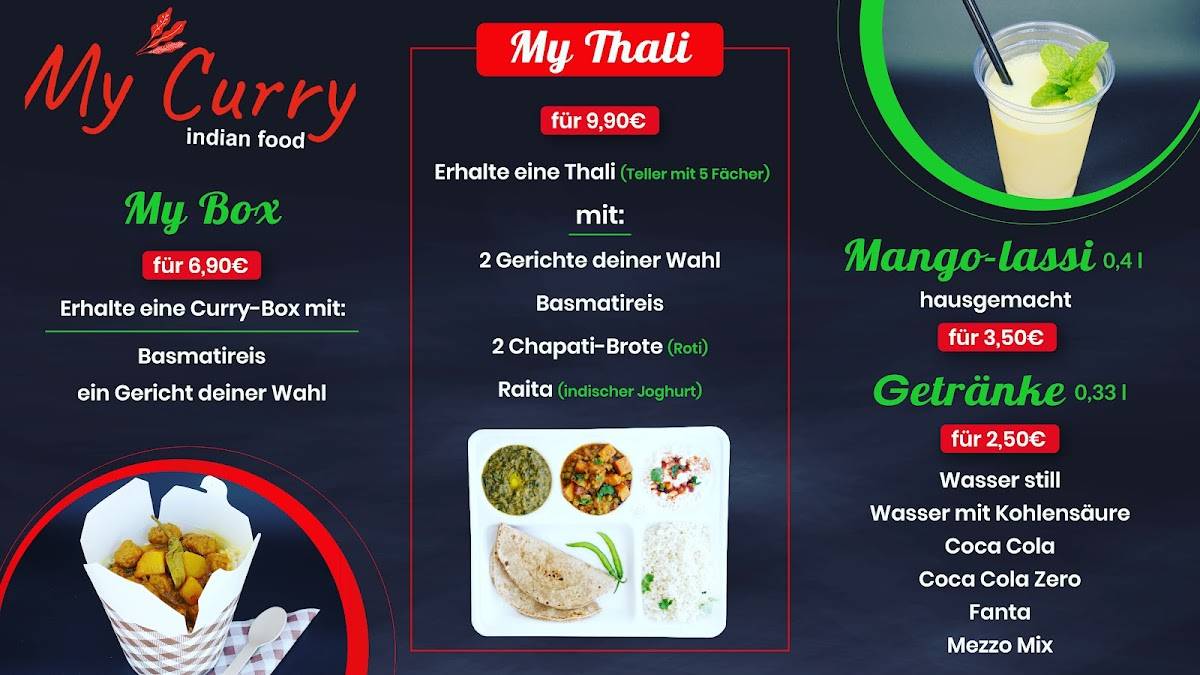 Speisekarte von My Curry INDIAN FOOD restaurant, Singen (Hohentwiel)