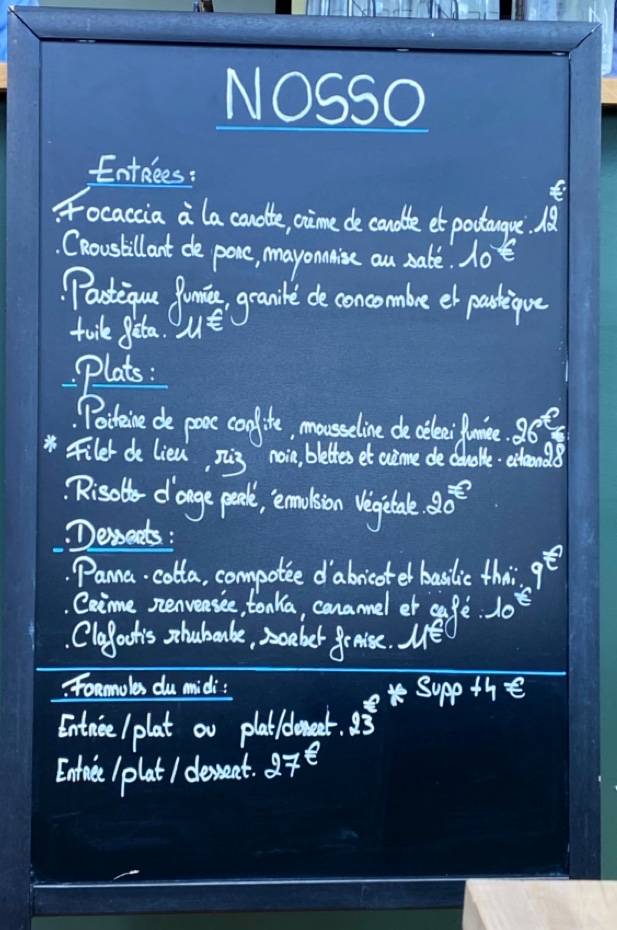Menu at Restaurant Nosso, Paris, 22 Prom. Claude Lévi-Strauss
