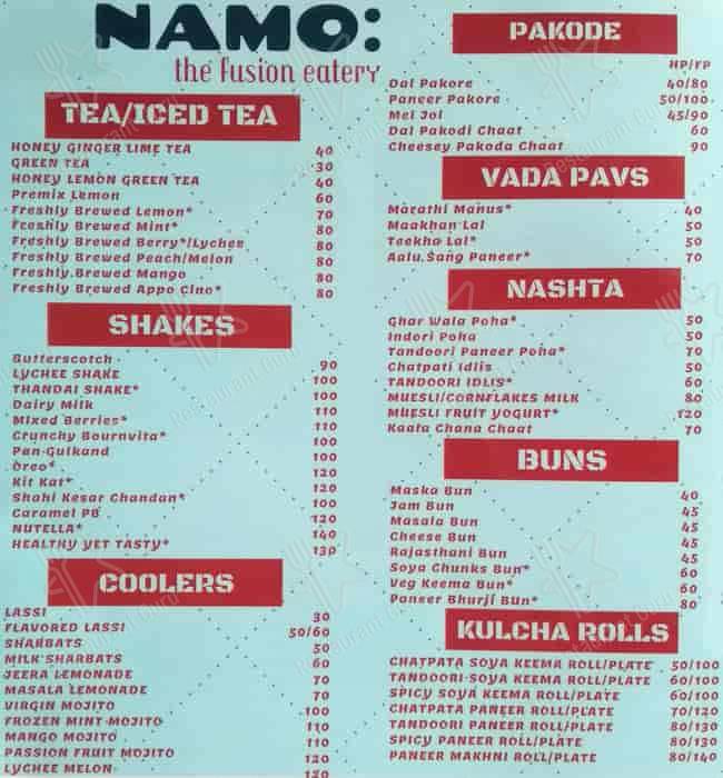 Menu at Namo Tandoori Choolha Chai Pakode Wala, Jaipur