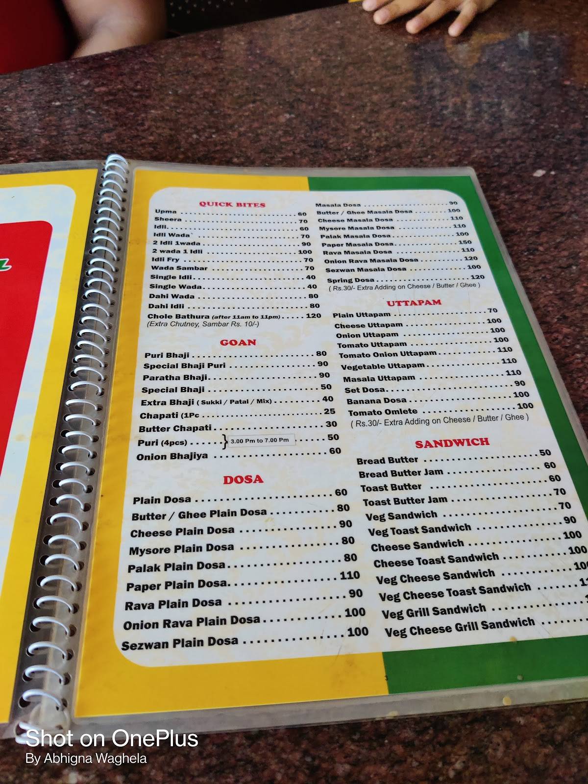 Menu at Navratna Udupi Pure Veg Family Restaurant, Morjim