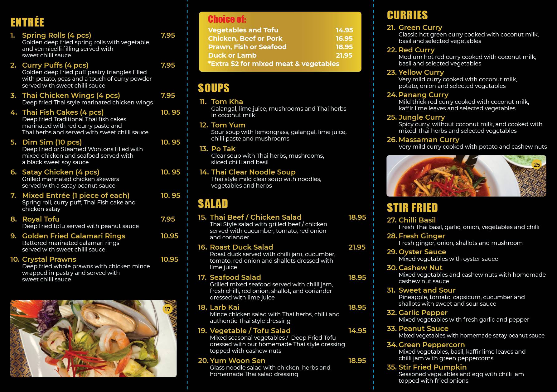 Menu at Northern Star Thai Restaurant, Atherton