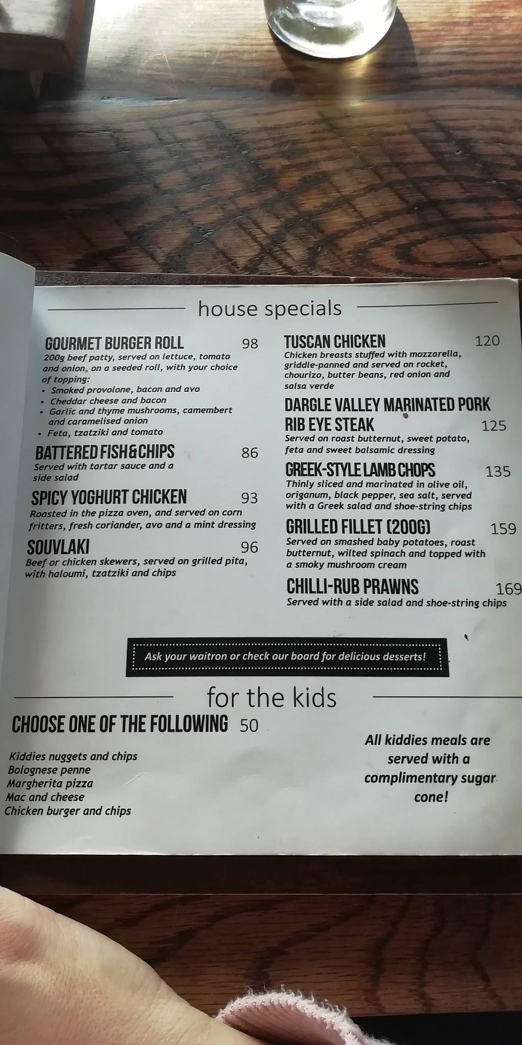 Menu at O&O Cafe, Westville