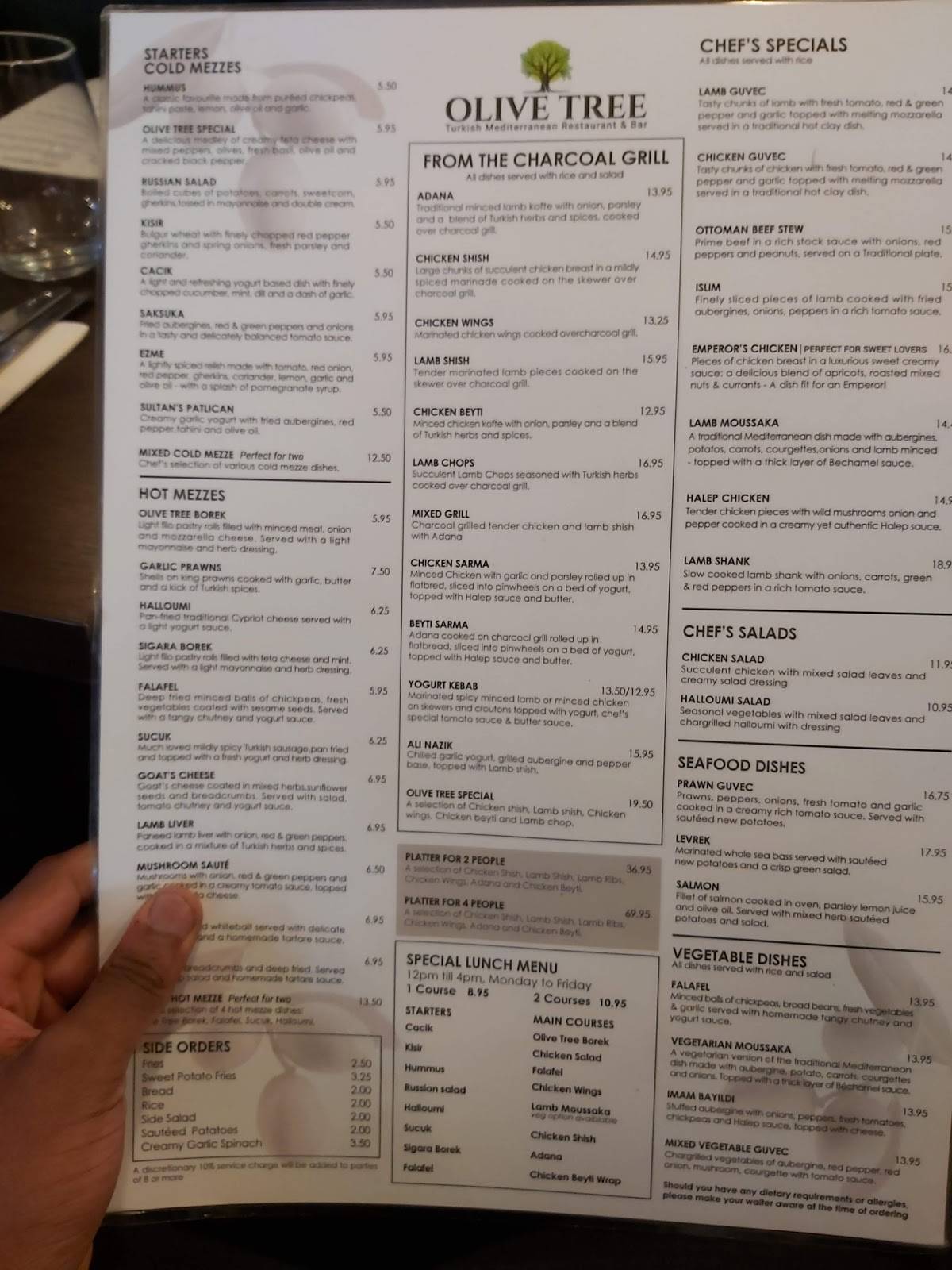 Menu at Olive Tree Turkish Mediterranean Restaurant and Bar, Milton Keynes