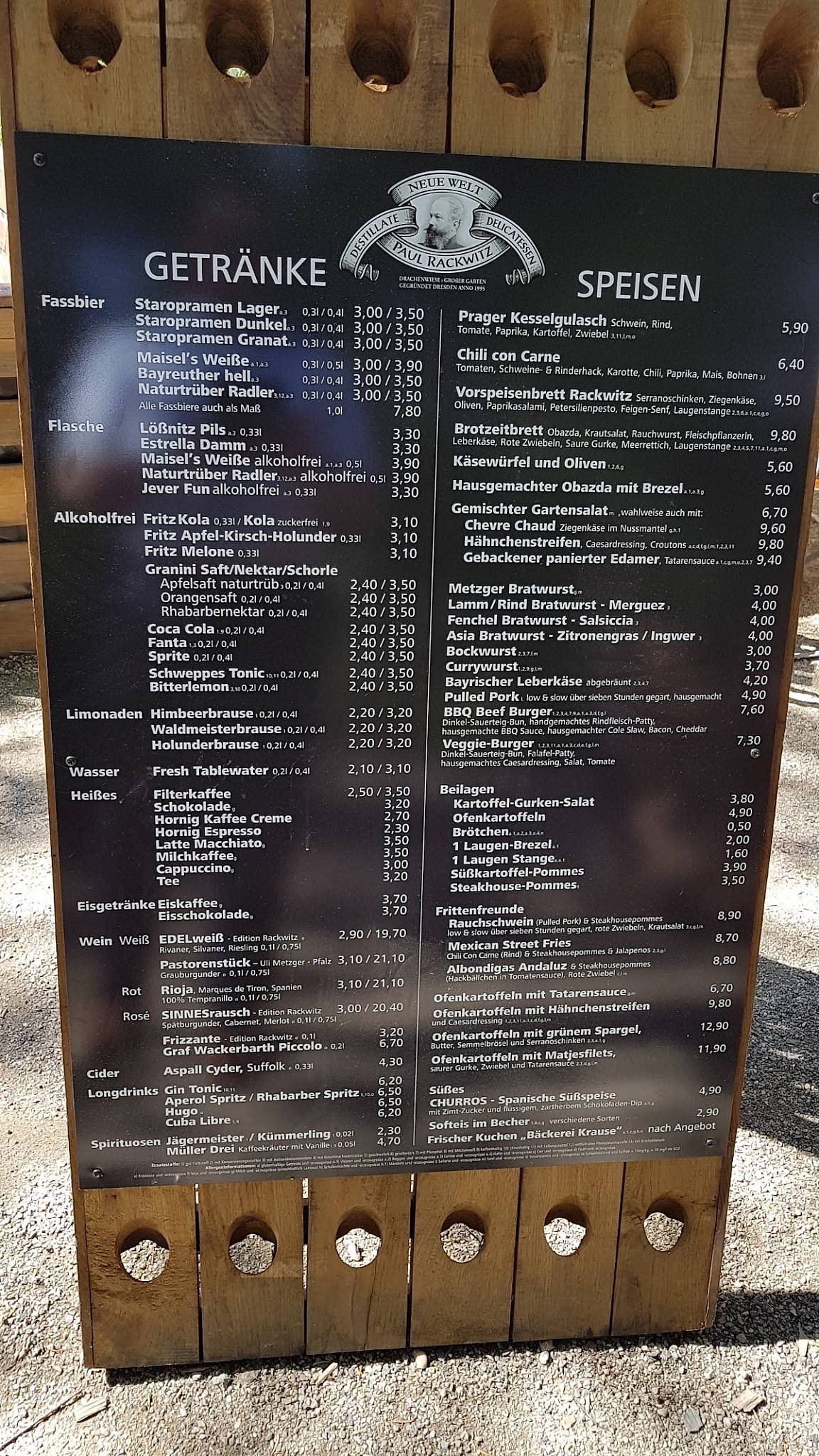Speisekarte von Paul Rackwitz - Neue Welt fast Food, Dresden