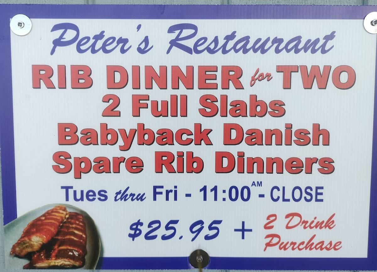 Menu at Peter's Restaurant, Port Charlotte