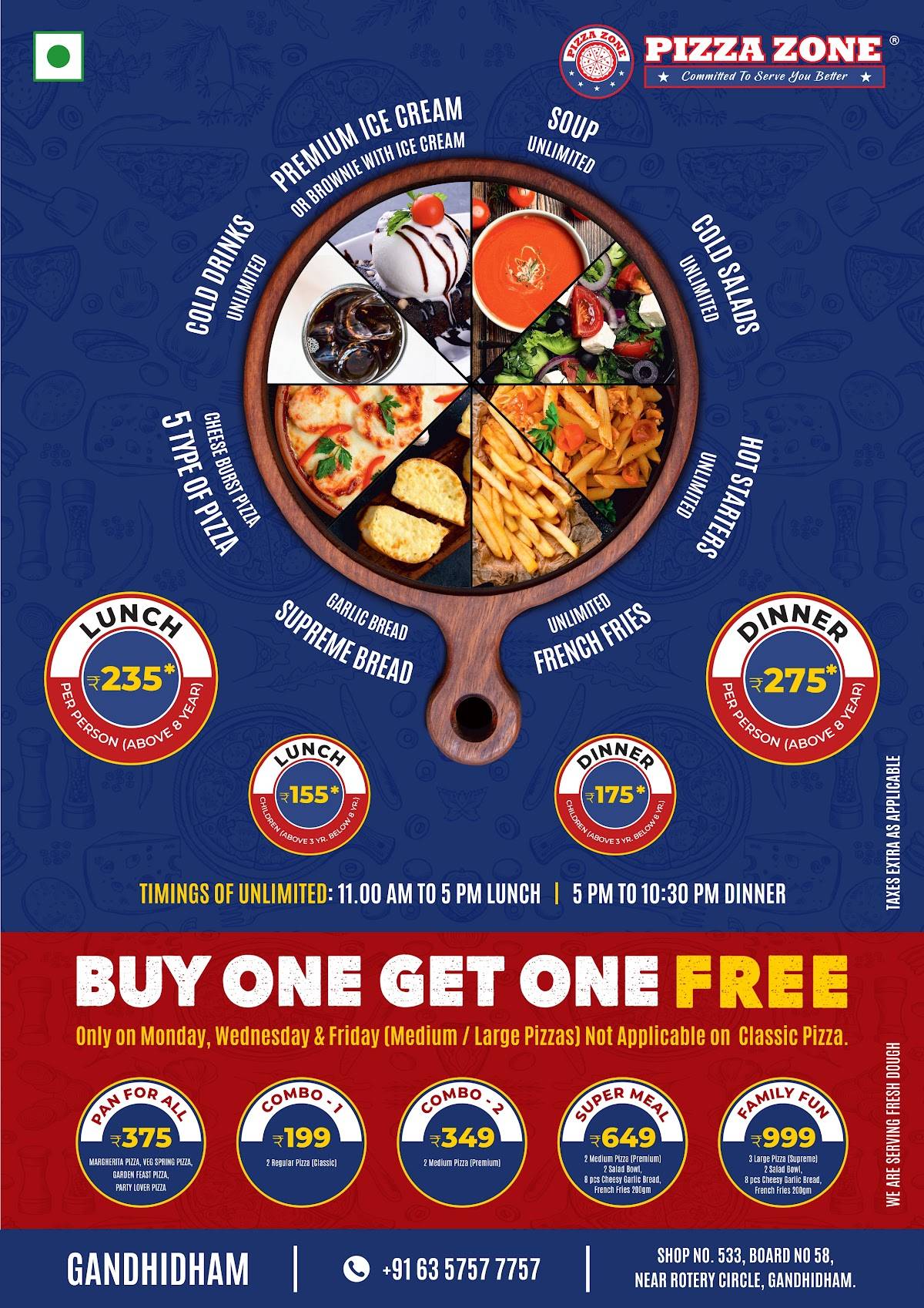 Menu at Pizza Zone, Gandhidham