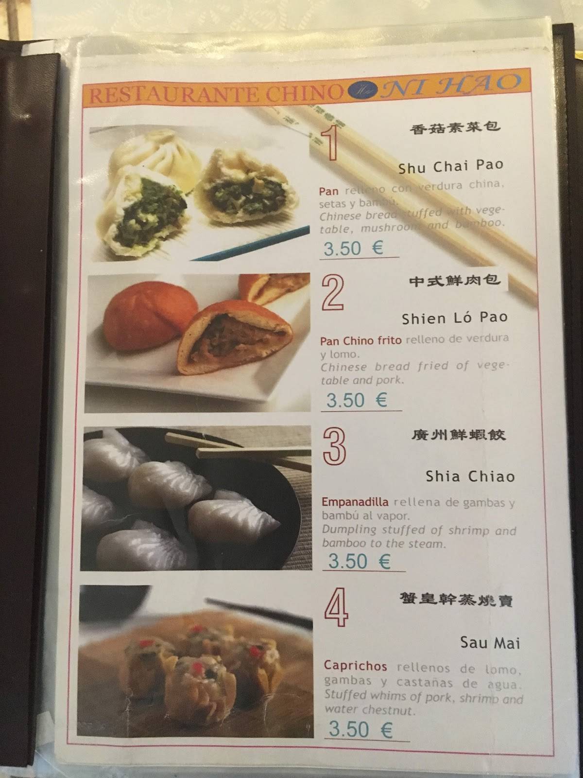 Menu at RESTAURANTE CHINO NI HAO., Calp