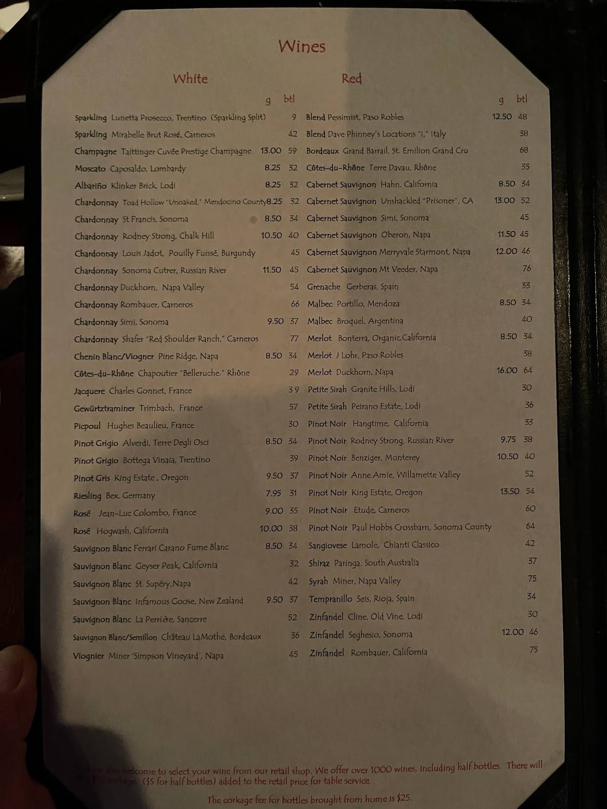 Menu at Red Fish Restaurant, Hilton Head Island
