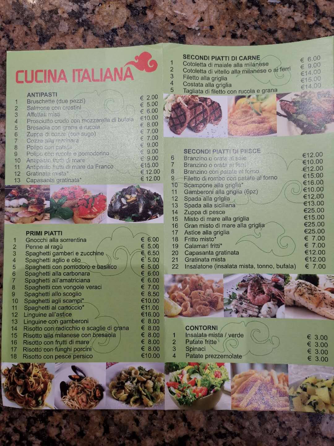 Menu da Ristorante Da Franco, Oggiono