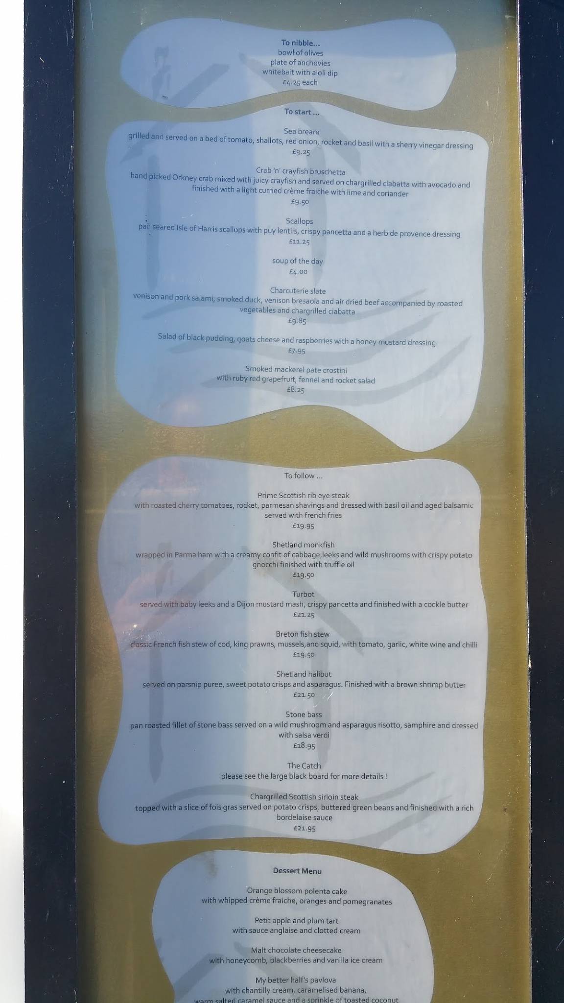 Menu at River House restaurant, Inverness, 1 Greig St