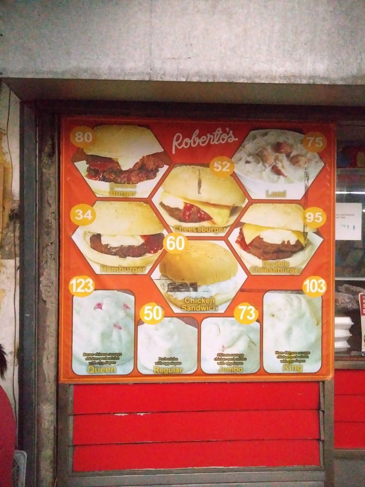 Menu at Roberto's restaurant, Iloilo City, 61 JM Basa St